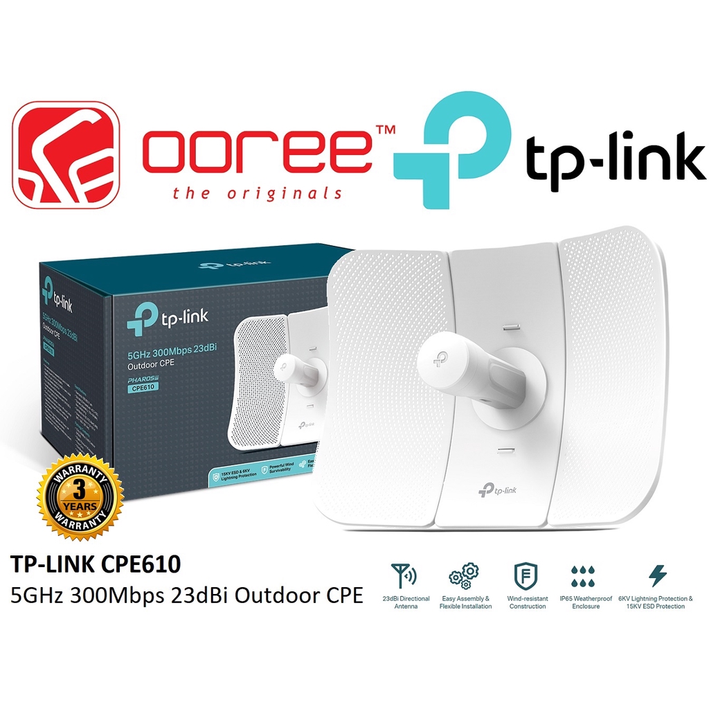 TP-LINK CPE610 (300MBPS) / CPE710 (867MBPS) 5GHZ 23DBI OUTDOOR CPE WITH ...