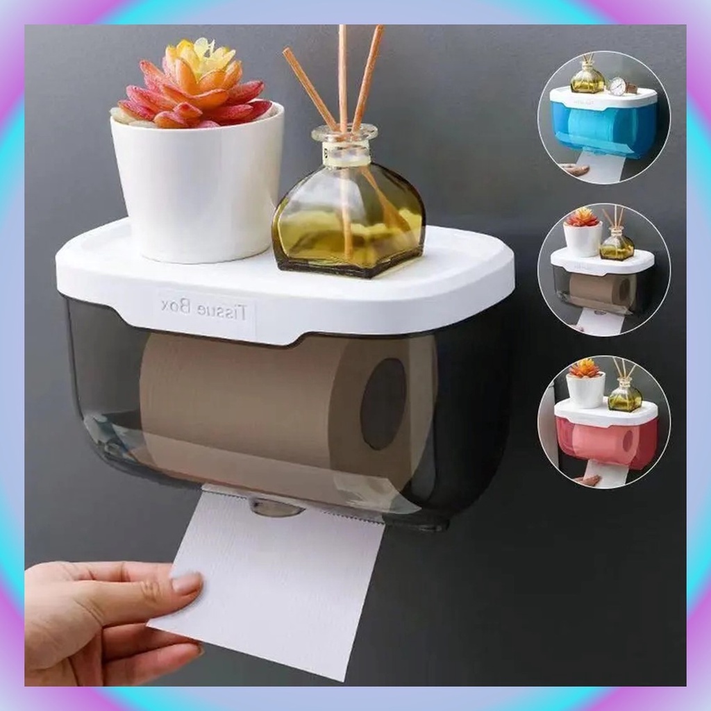 Tissue Holder Wall-Mounted Waterproof Covered Toilet Tissue Box ...