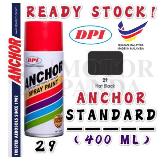ANCHOR STANDARD 29 FLAT BLACK HITAM CAN SPRAY 400ML CAT SPRAY TIN 100% ...