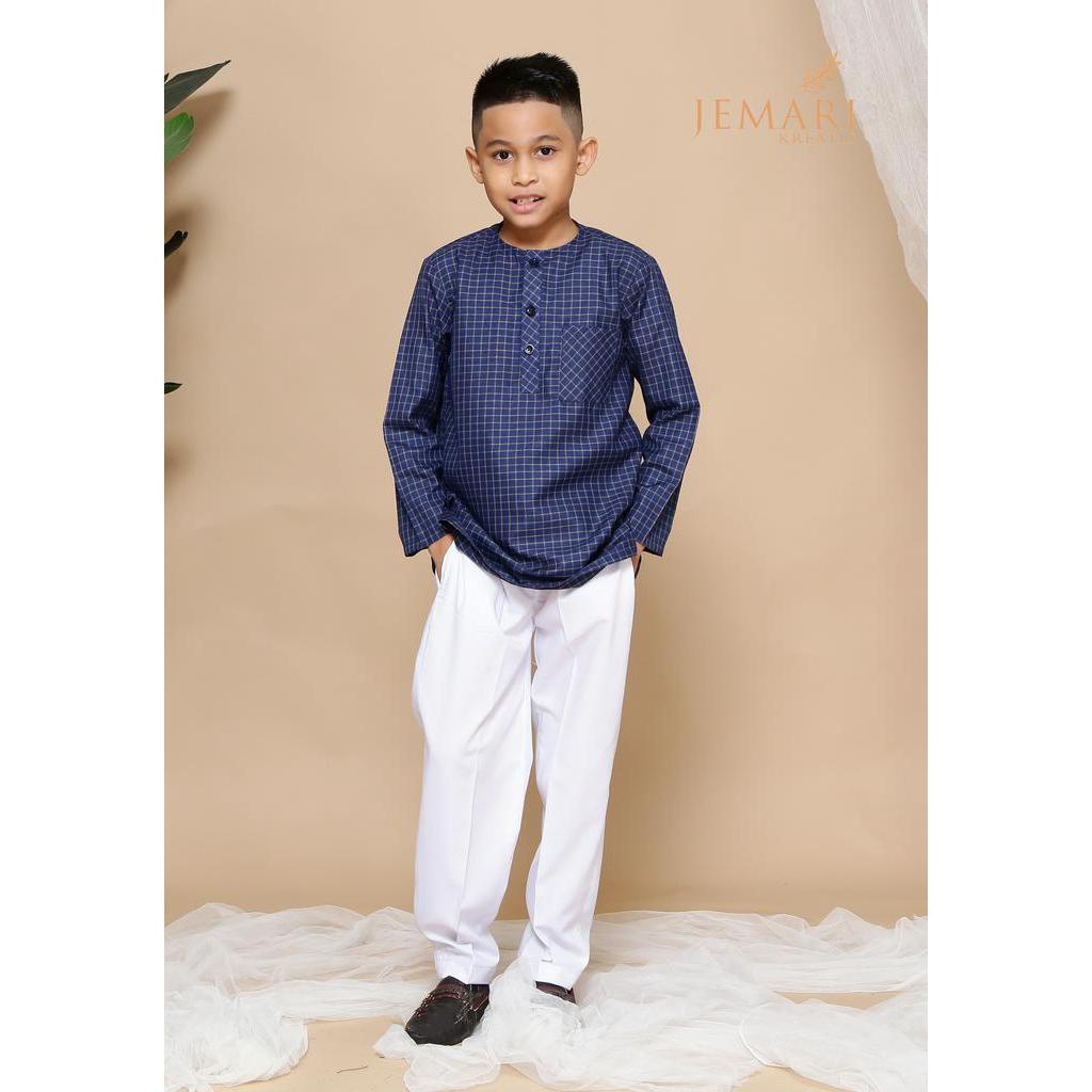 Kurta Segak - Checkered Darkblue Kids KURTA RAYA KURTA CANTIK KURTA ...