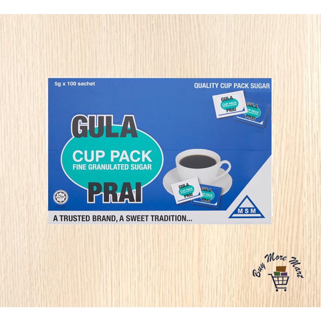 Gula Prai Cup Pack Fine Granulated Sugar 100 Sachet x 5g | Shopee Malaysia