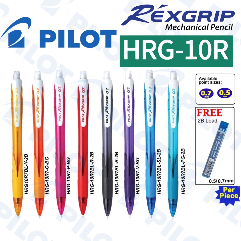 BEST SAVE PILOT Rexgrip Mechanical Pencil 0.5 / 0.7 (HRG-10R5 / HRG-10R7) WITH 12 LEADS 0.5/0 ...