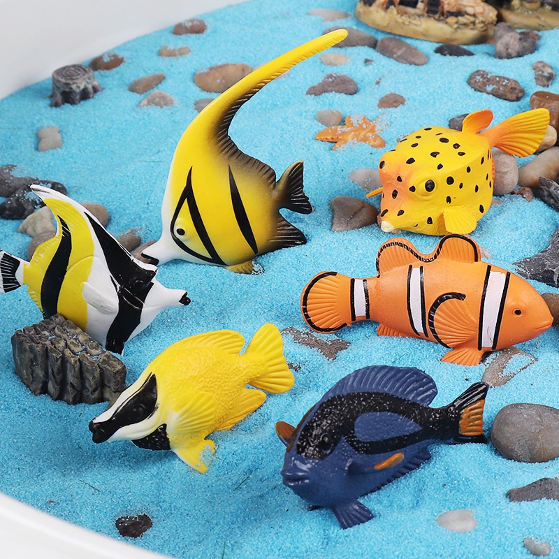 Ocean Tropical Fish Clown Fish Angelfish Set Model Kids Early Education ...