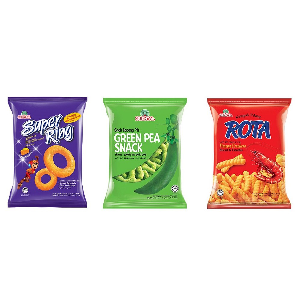 ORIENTAL SNACK (60g) Super Ring / Green Pea / Rota Prawn | Shopee Malaysia