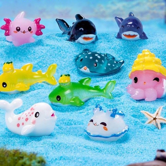 Mini Fish Figurines DIY Ocean Sea Animal Miniature Figurines Garden ...
