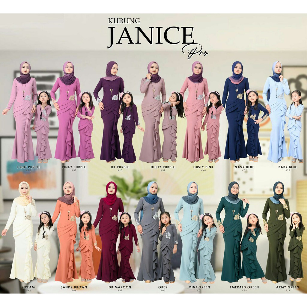 Baju Raya 2024 | JANICE Set Family | Set Sedondon Ibu Anak | Shopee Malaysia