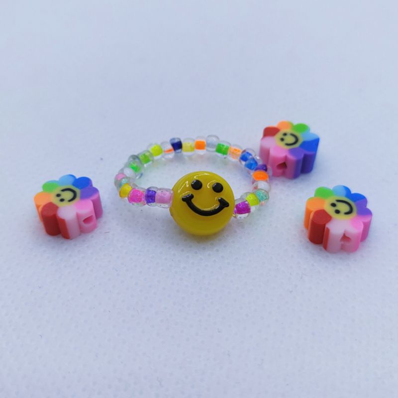handmade smiley face beaded ring y2k kidcore aesthetic smiley face ...