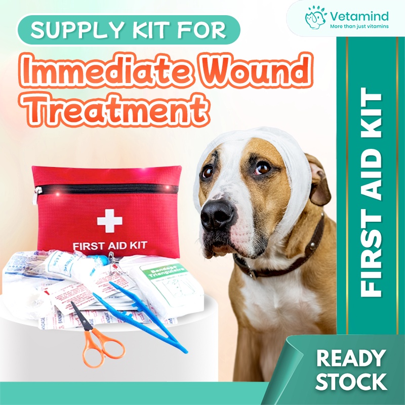 Vetamind First Aid Kit Immediate Wound Treatment Dog Cat Plasters ...