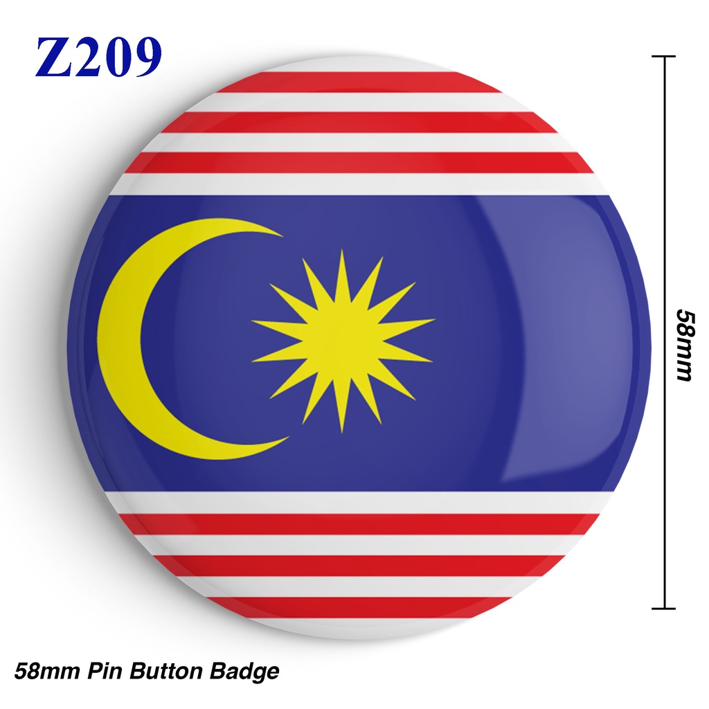 Malaysia State Flags and Merdeka Designs 58mm 44mm Button Badge with ...