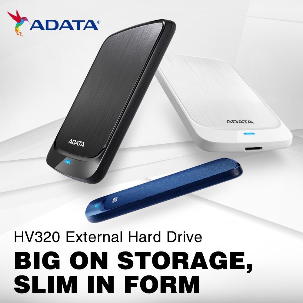 ADATA HV320 USB3.2 EXT HDD SLIM (10.7mm) 1TB/2TB - BLACK/BLUE/WHITE | Shopee Malaysia