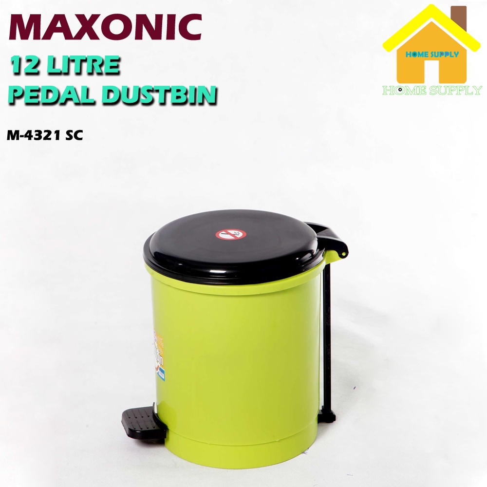 MAXONIC 12L Pedal Dustbin M4321 |HOMESUPPLY Office Rubbish Trash ...