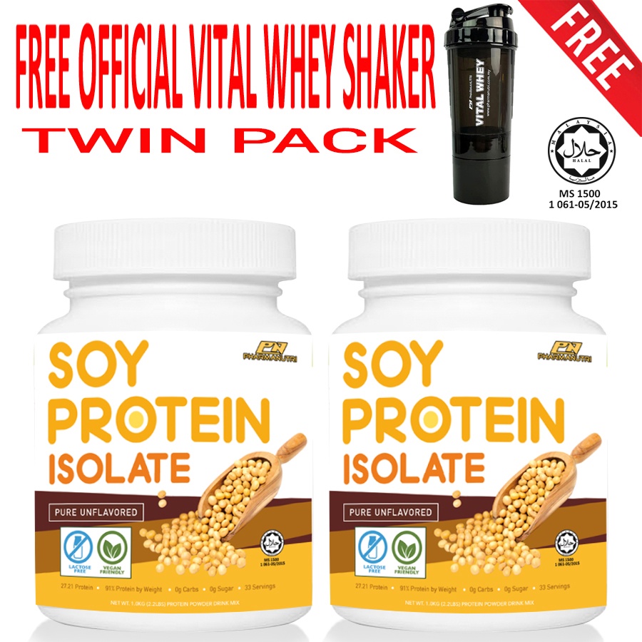 Pharmanutri Soy Protein Isolate 1kg x 2 Units (Unflavor) 91% Protein By ...