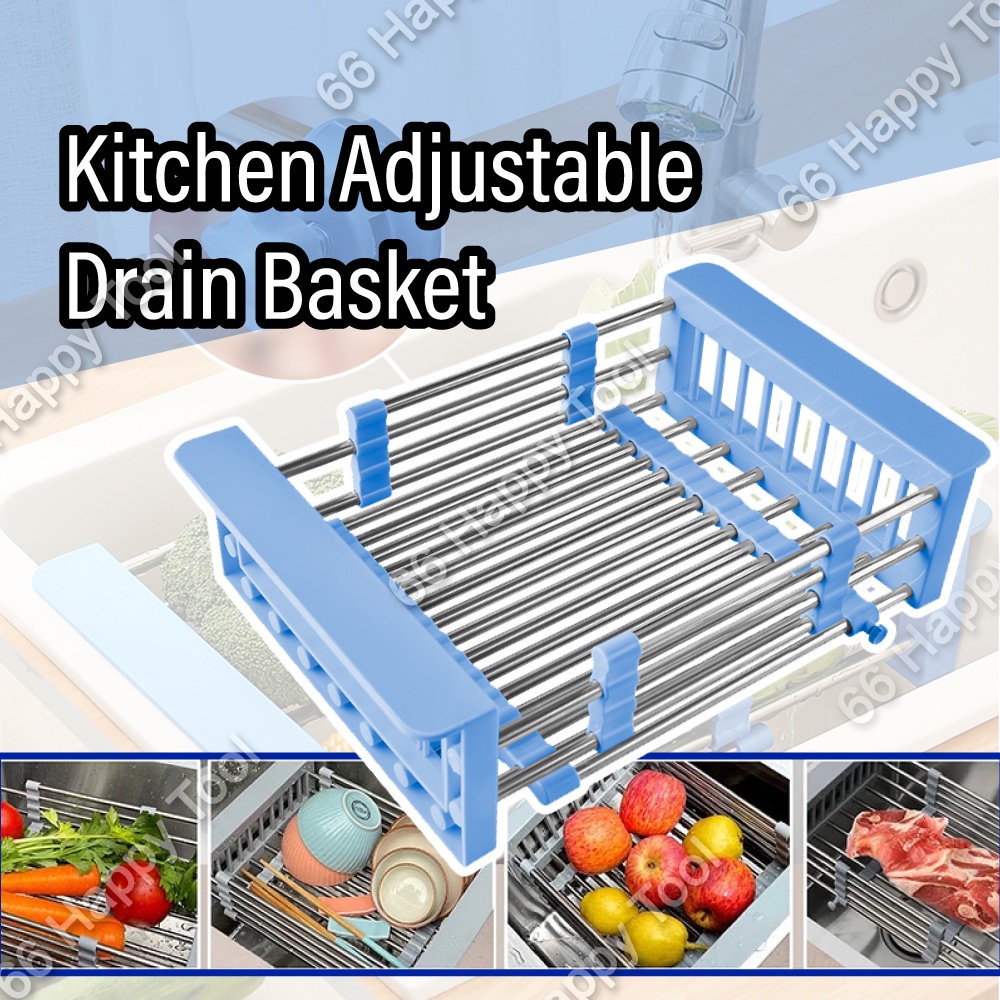 Multifunctional Retractable Adjustable Drain Basket Kitchen Drainer ...