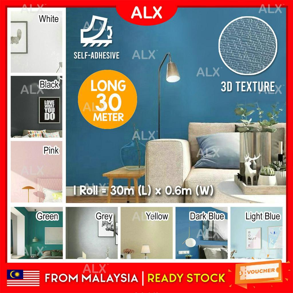 ALX 30M x 0.60M Extra Long 3D Wallpaper PVC Macaron Flocking Decoration ...