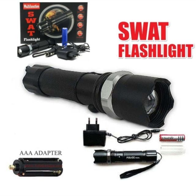 Multifunction SWAT Zoom Flashlight Torchlight LampuSuluh Rechargeable ...