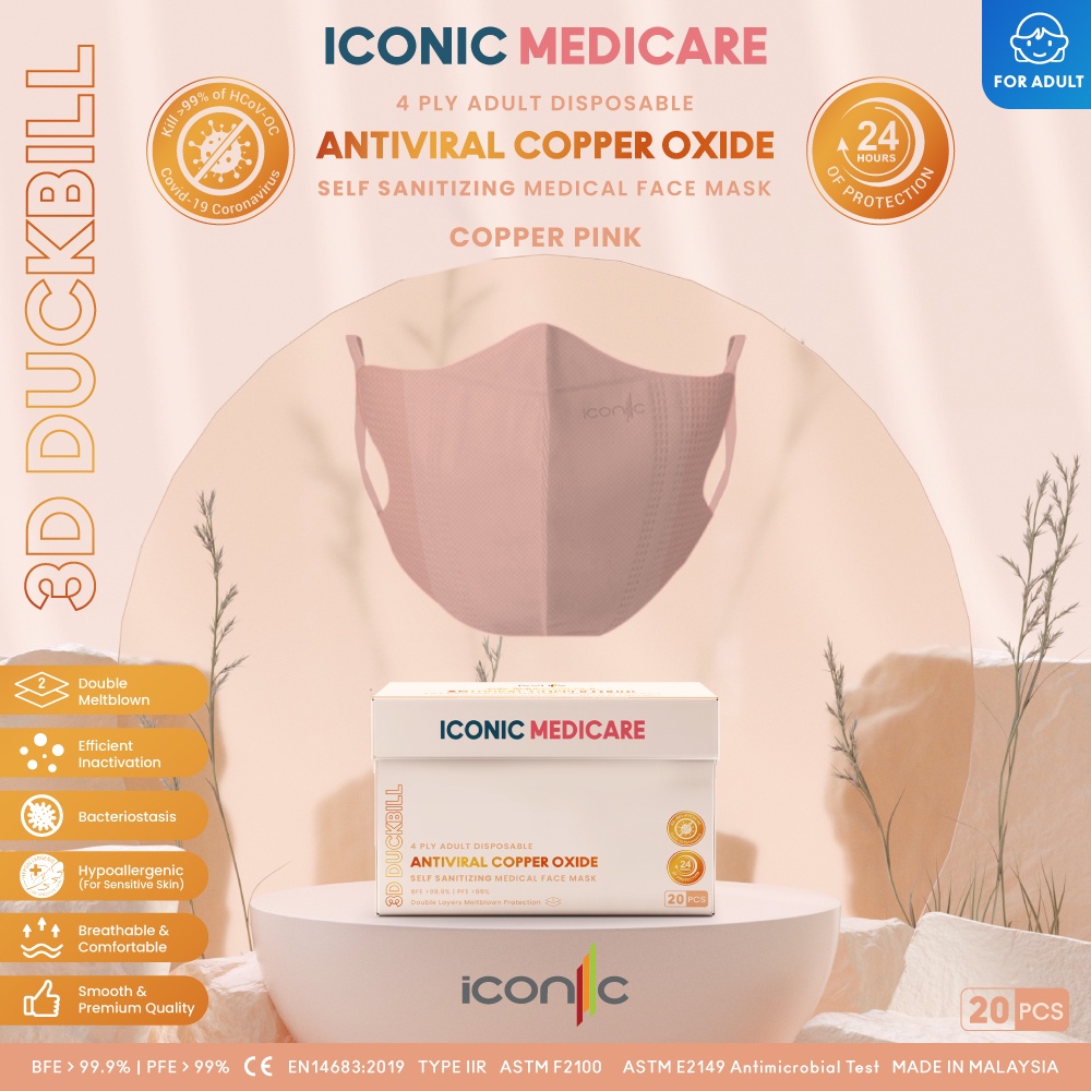Iconic Medicare 4 Ply 3D Duckbill Adult Medical Face Mask - Antiviral ...