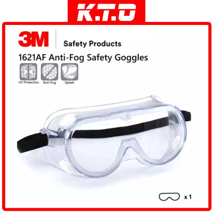 Genuine 3M 1621AF Safety Goggles For Chemical Splash ( Clear ...