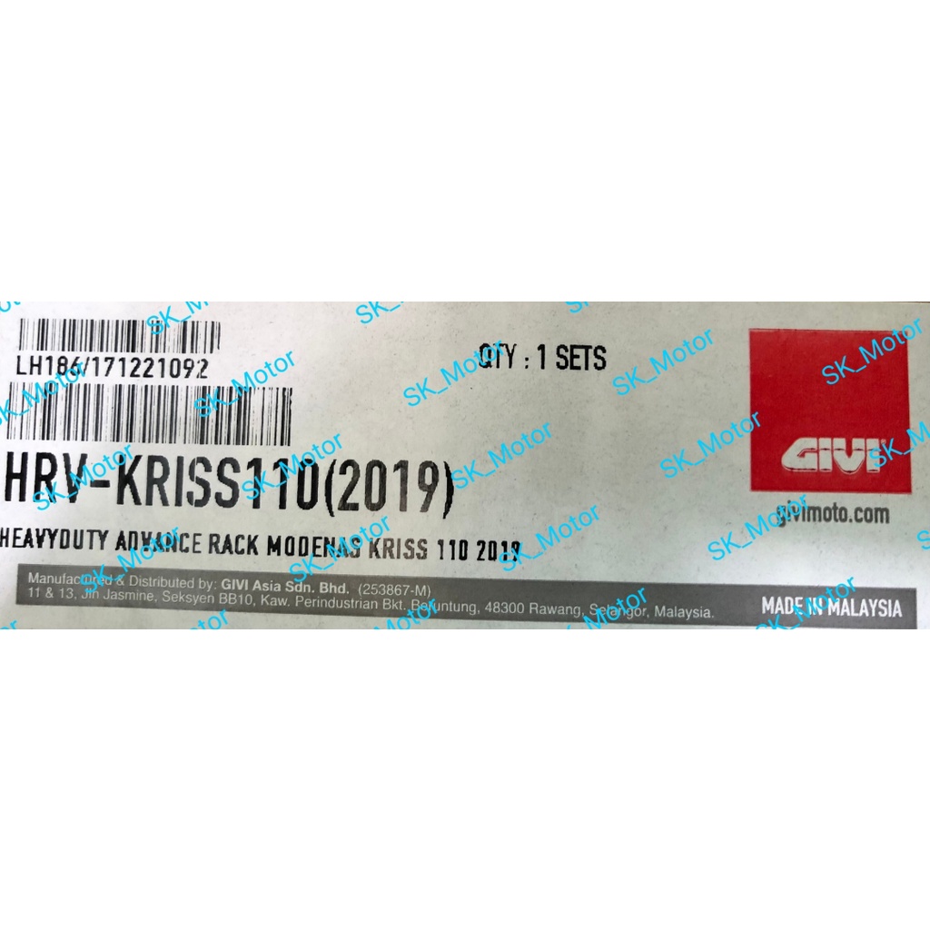 GIVI Modenas KRISS 110 120 MR1 MR2 EURO 3 MR3 KARISMA 125 KRISTAR HR3 ...