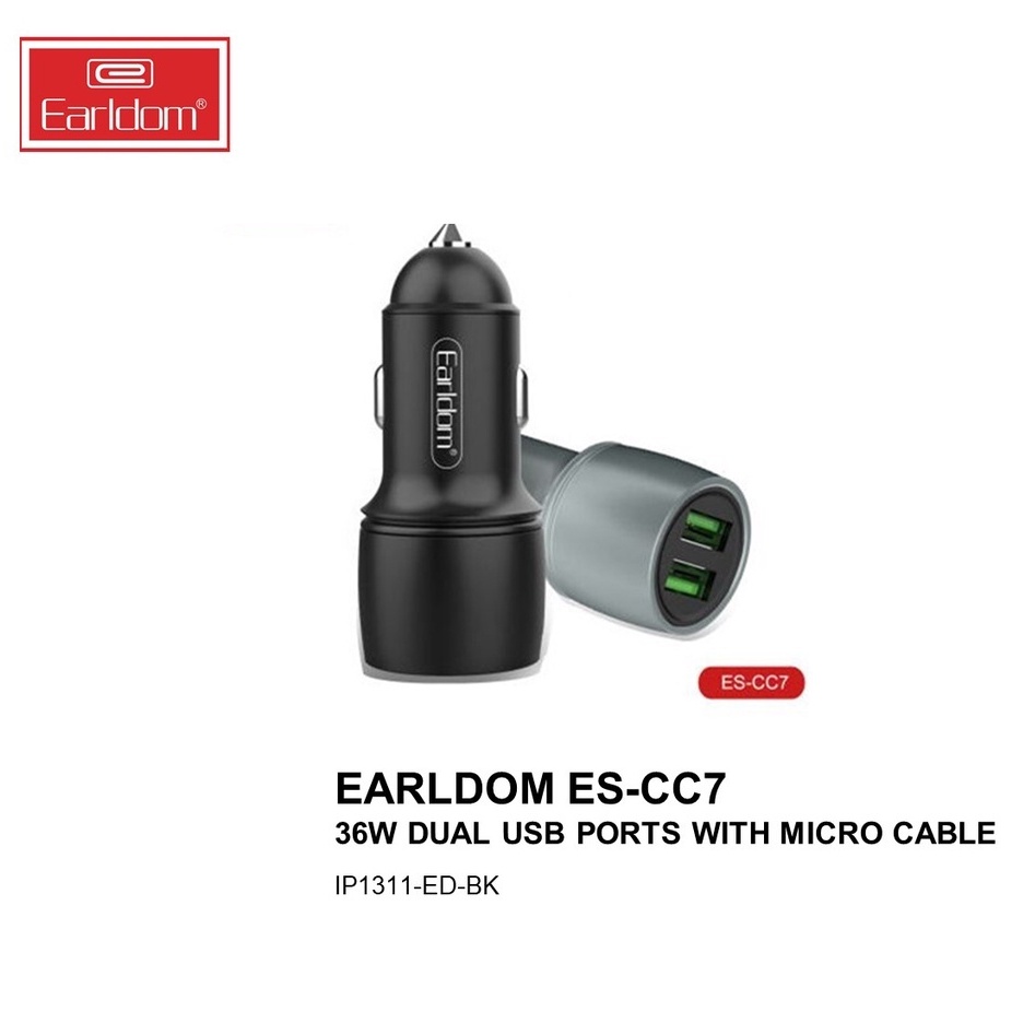 EARLDOM ES-CC7 36W DUAL USB PORTS WITH MICRO USB / TYPE-C CABLE | Shopee Malaysia