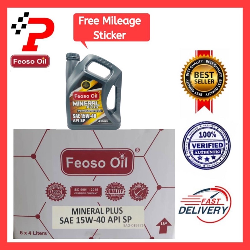 FEOSO OIL - 6X4L PETROL ENGINE OIL SAE 15W-40 API SP (MINERAL) / MINYAK ...