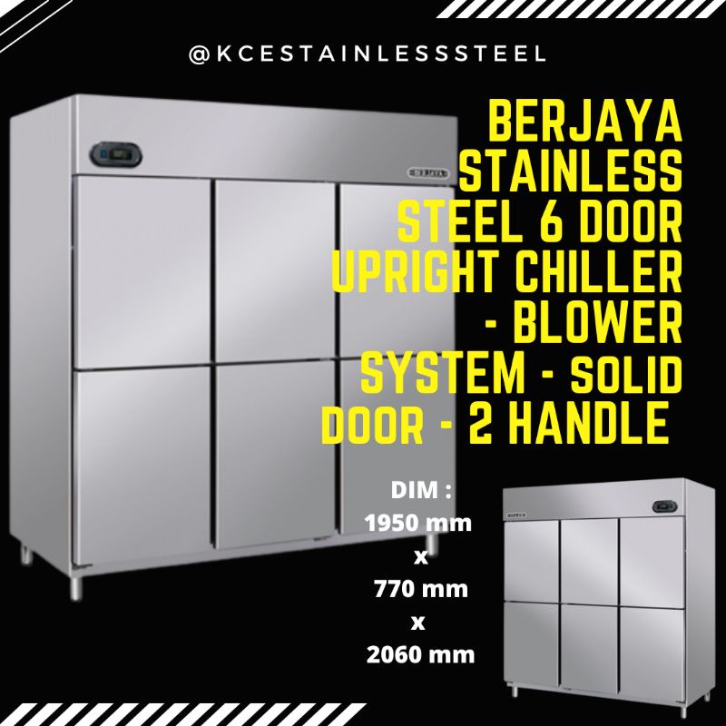 BERJAYA STAINLESS STEEL 6 DOOR UPRIGHT CHILLER - BLOWER SYSTEM - solid ...