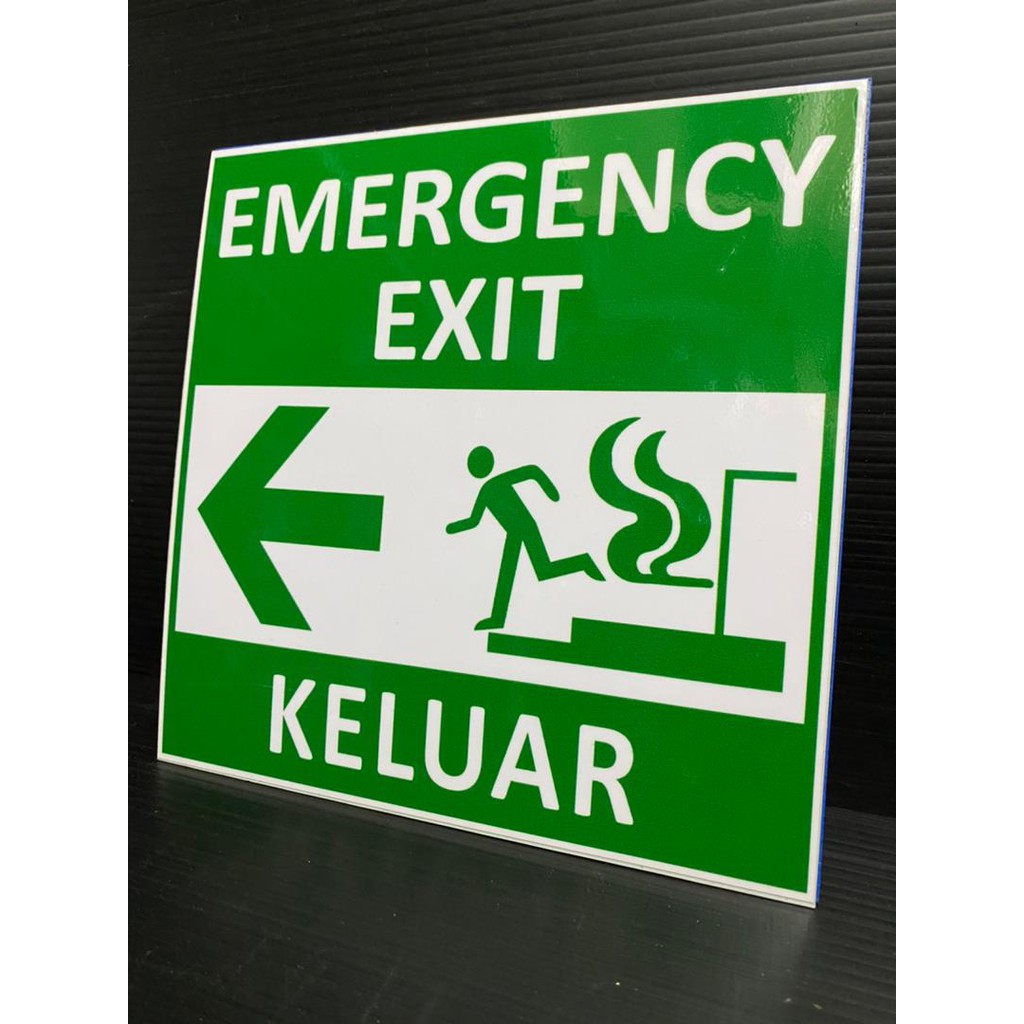 EMERGENCY EXIT / KELUAR SIGN WITH RIGHT/LEFT ARROW SIGN FIBER BOARD ...