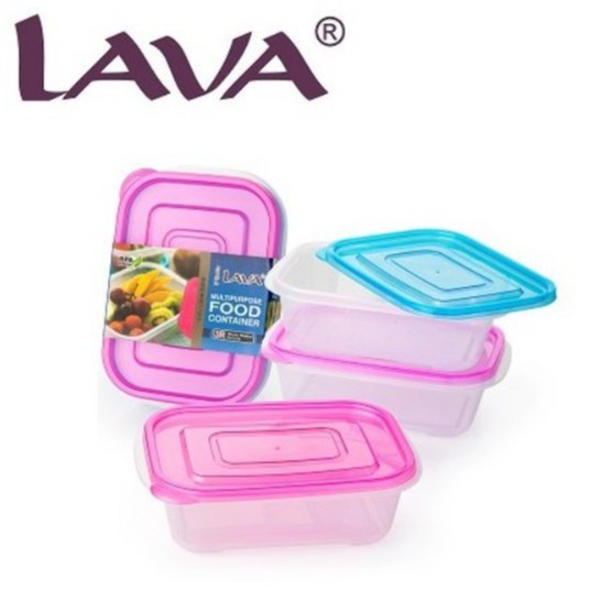 LAVA Plastic BPA Free Kitchen Storage 3pcs Food Container 890ml ...