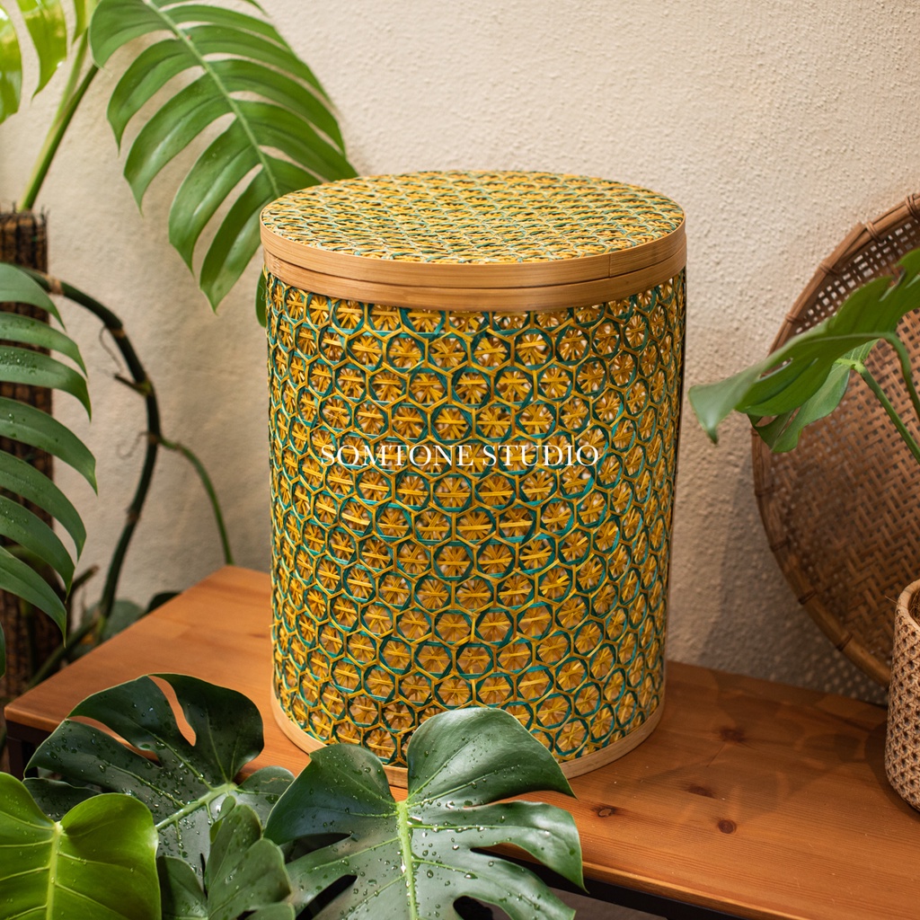 Vintage Anyaman Bakul Buluh Rotan/ Rattan Storage Box Basket Baba ...