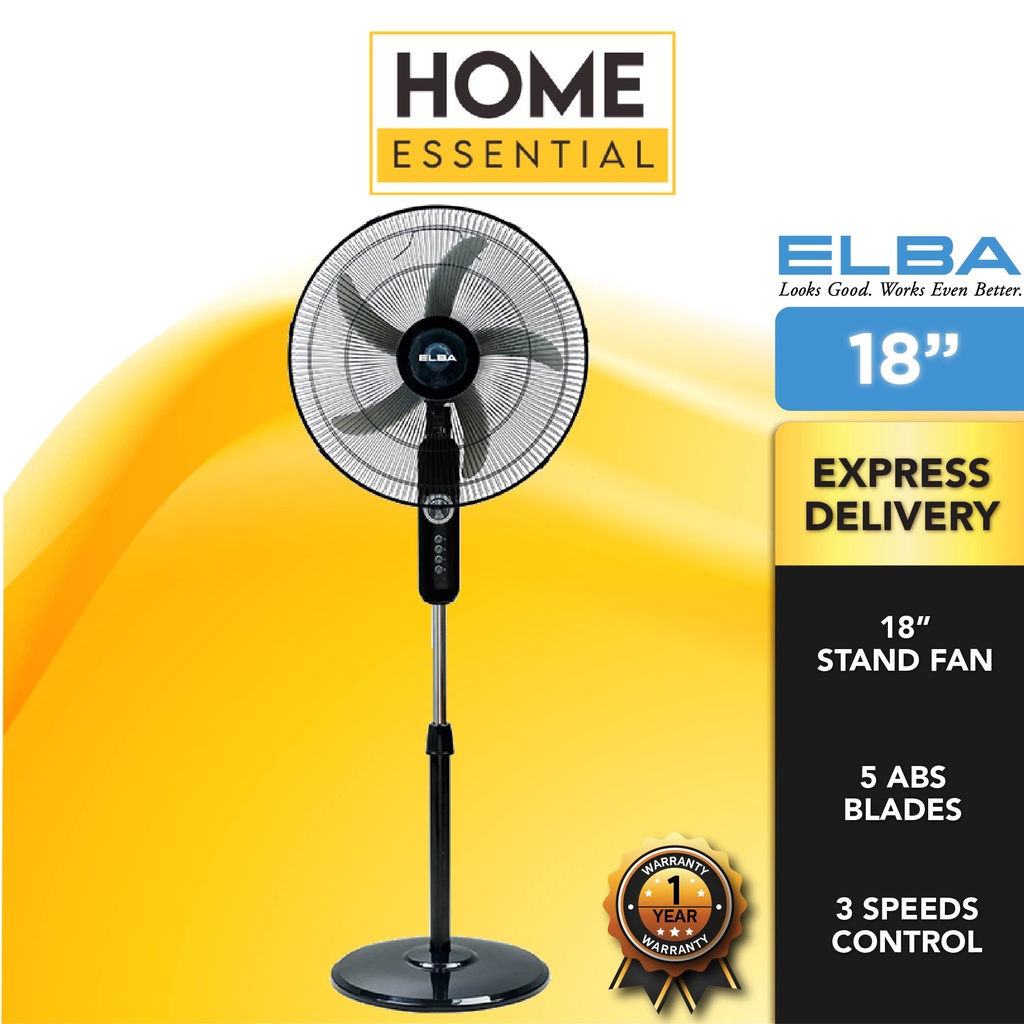 Elba Industrial 5 Blades Heavy Duty Stand Fan 120 Minutes Timer (18 ...