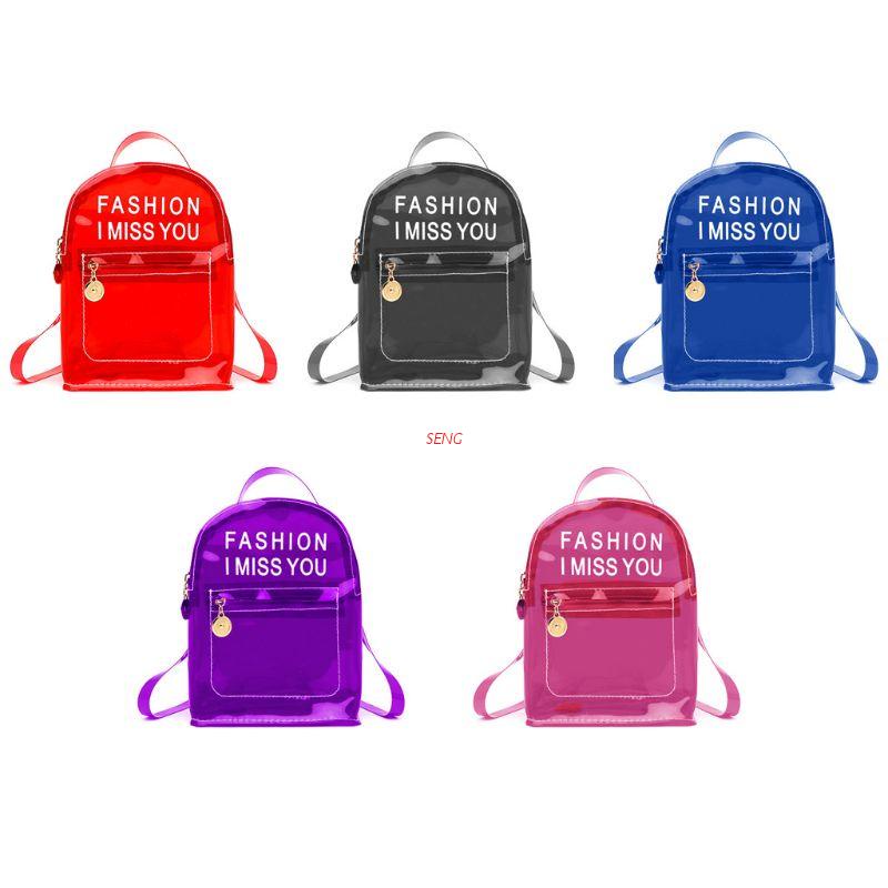 seng Fashion Transparent PVC Backpack Travel School Book Bag Daypack ...