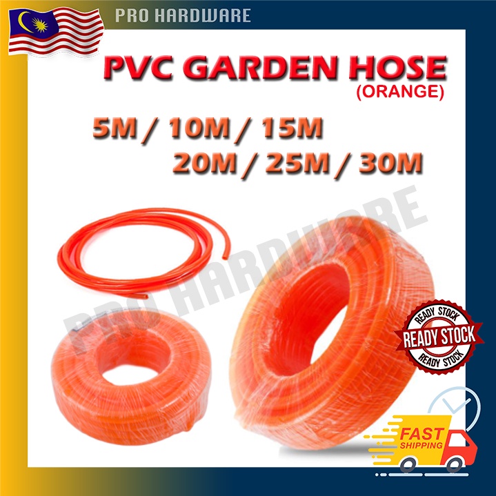 PVC GARDEN HOSE ORANGE 16MM X 5M,10M,15M,20M,30M (2MM THICKNESS) / PVC WATER PIPE / PAIP AIR ...