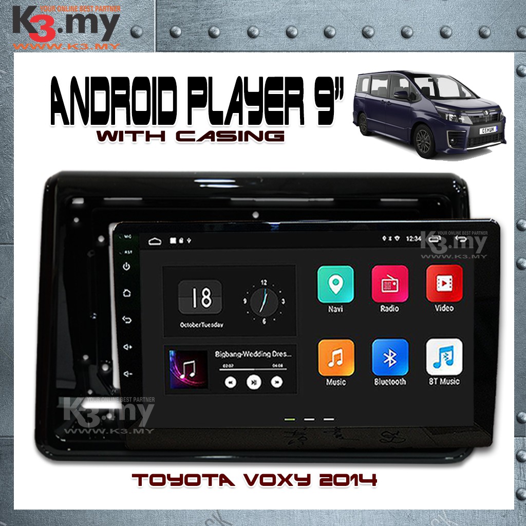 Toyota Voxy 2014 9'' Android Player GPS Waze + Casing (Set) With Socket ...
