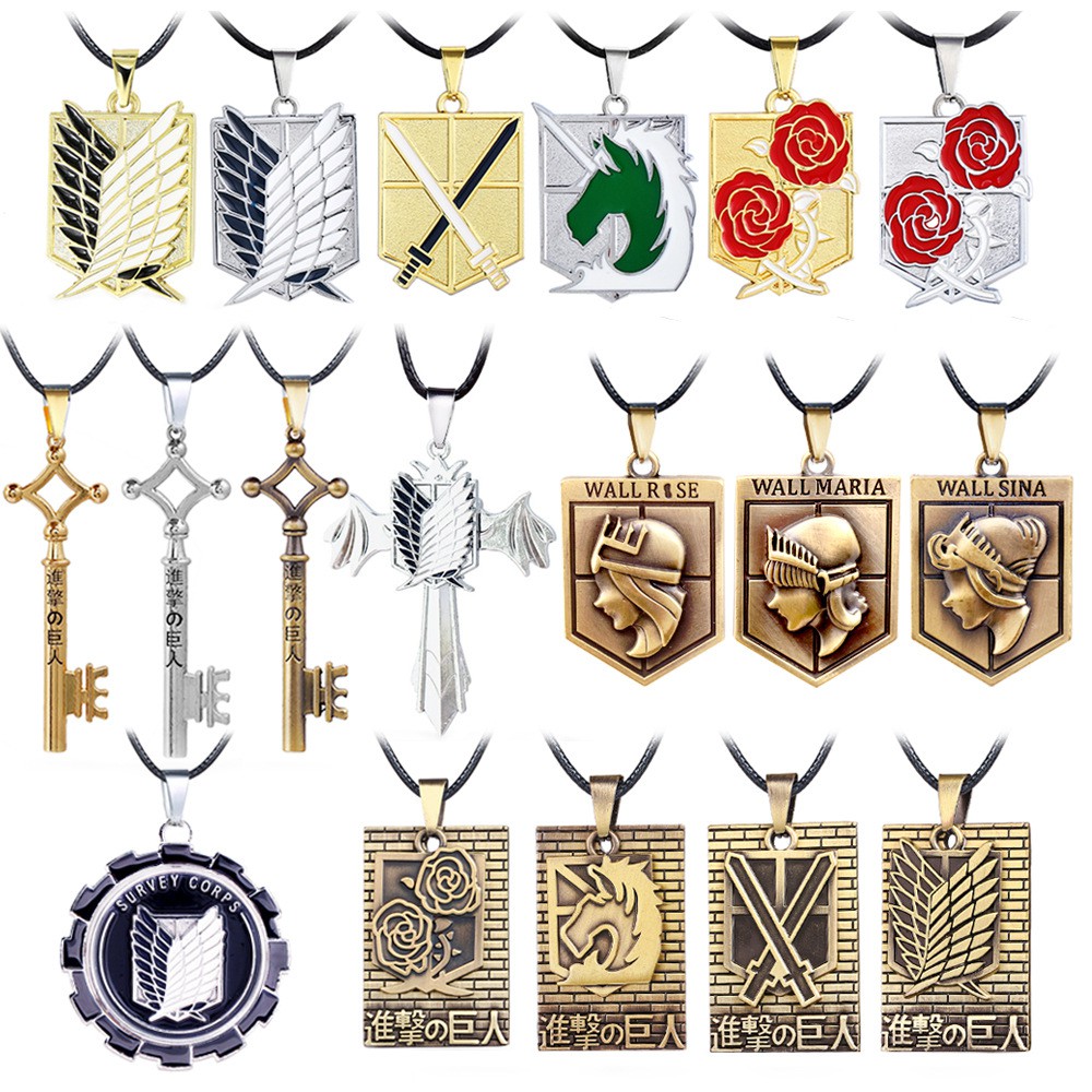 Attack on Titan Maria Wall Logo Wings of Freedom Rotatable Necklace Four Corps Pendants | Shopee ...