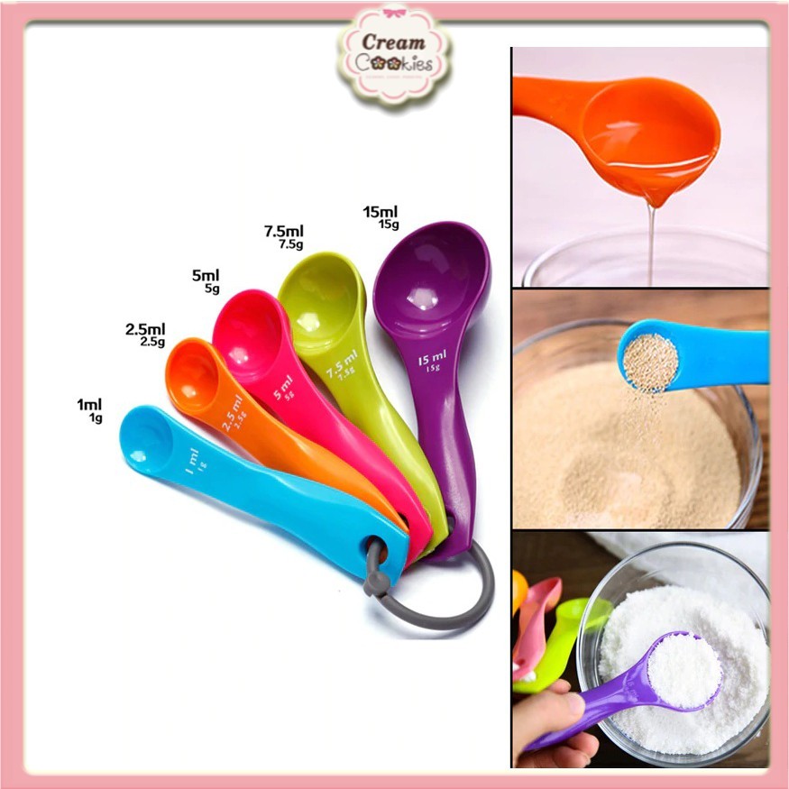 Set Of 05 Plastic Measuring Spoons (Measurement Spoon) | Shopee Malaysia