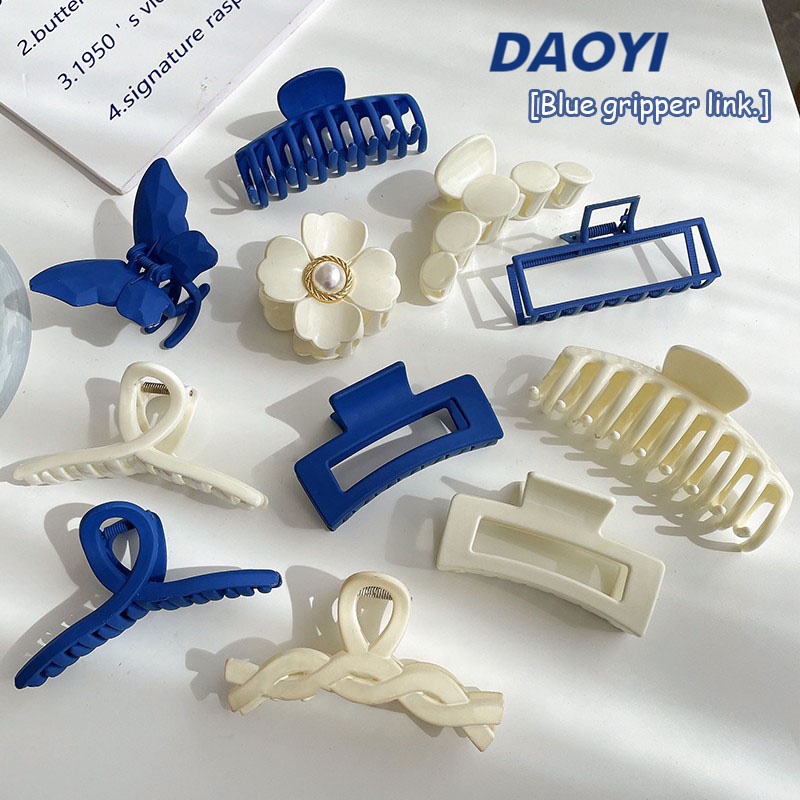 Klein blue Hair Clips Milk white hair claws frosted big shark clip ...