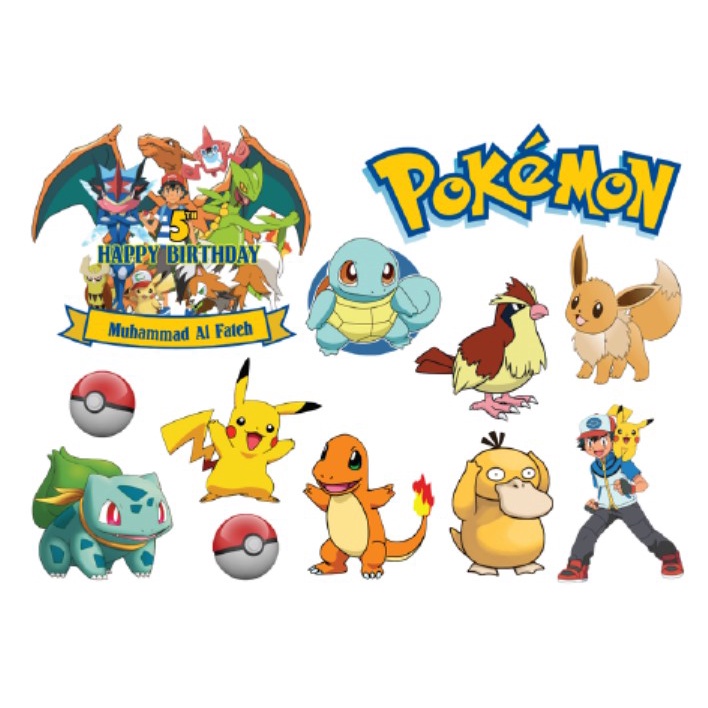 POKEMON cake topper cupcake topper deco paper birthday topper kek hari ...
