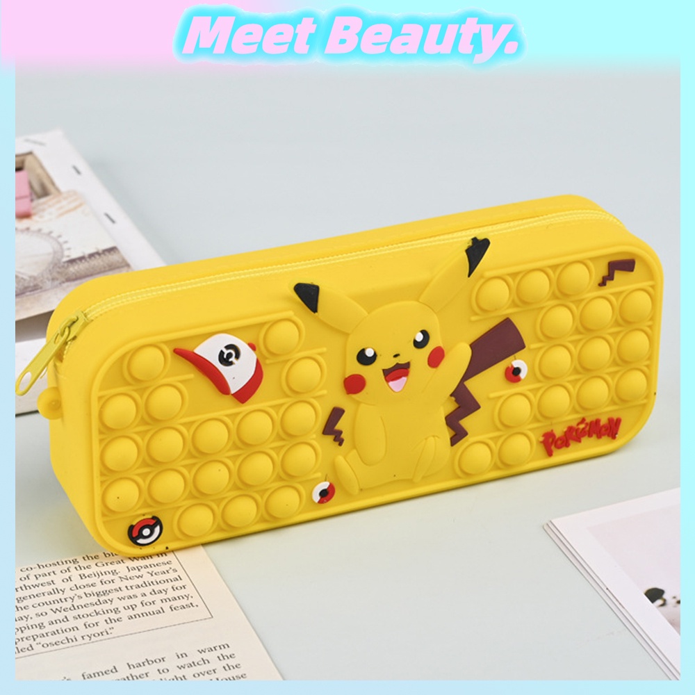 Pikachu Pop It Pencil Case For Girl Push Pop Bubble Fidget Push Toys ...
