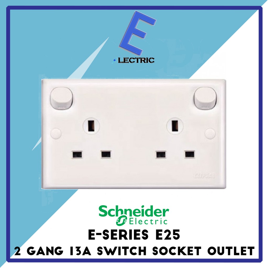 Schneider S-Classic E25 2 Gang 13A Switched Socket | Shopee Malaysia