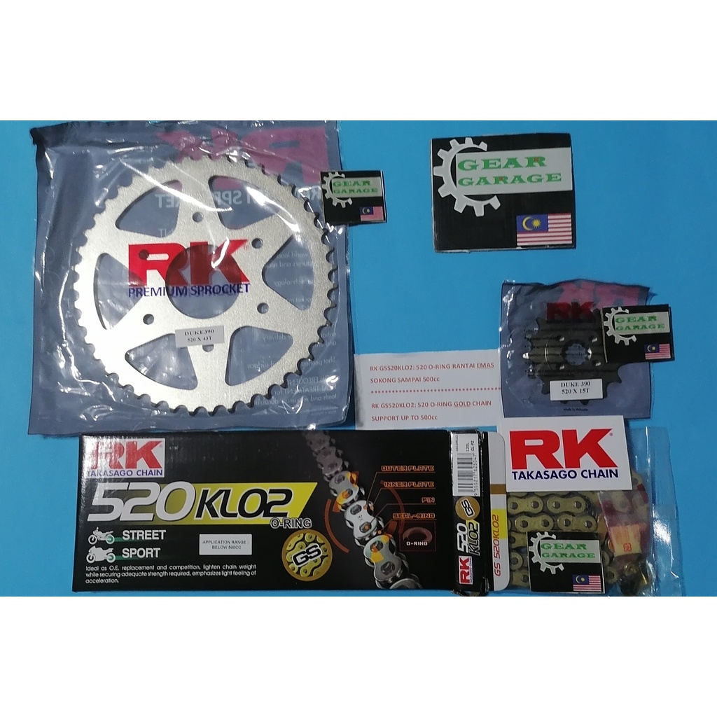 Modenas Dominar400 / KTM Duke390/RC390 / RK Sprocket Set:520x15-43 + RK ...