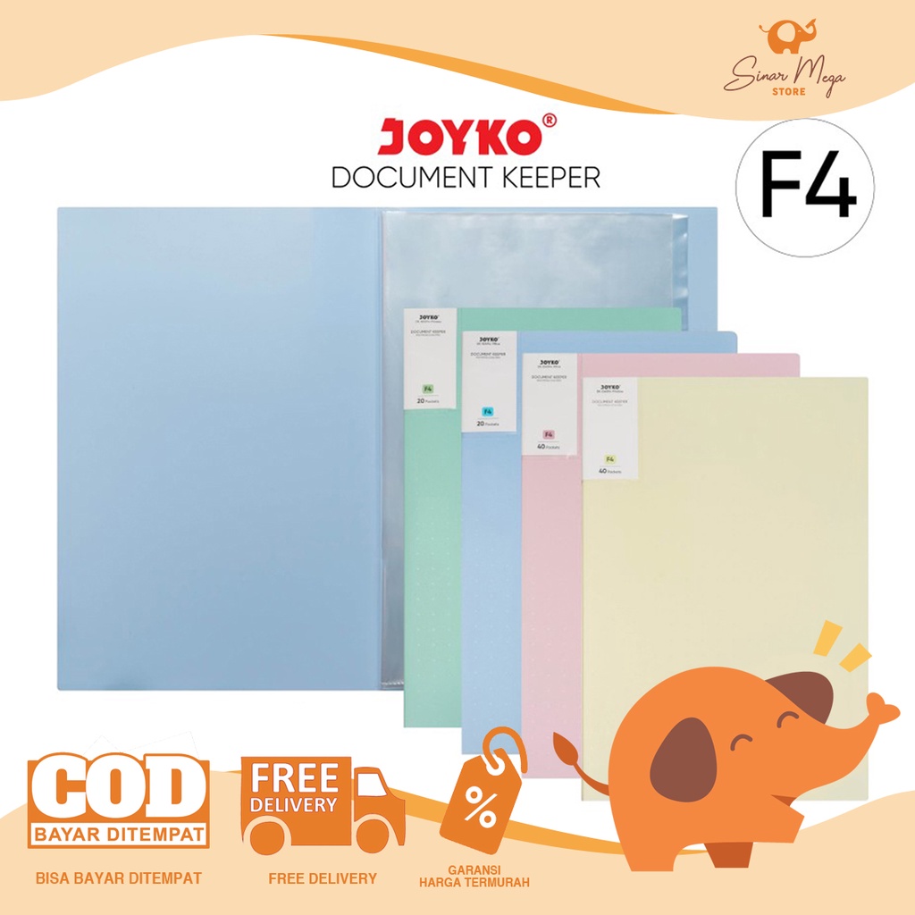 Best Selling Document Keeper F4 20 Pocket Quality Pastel Color Clear