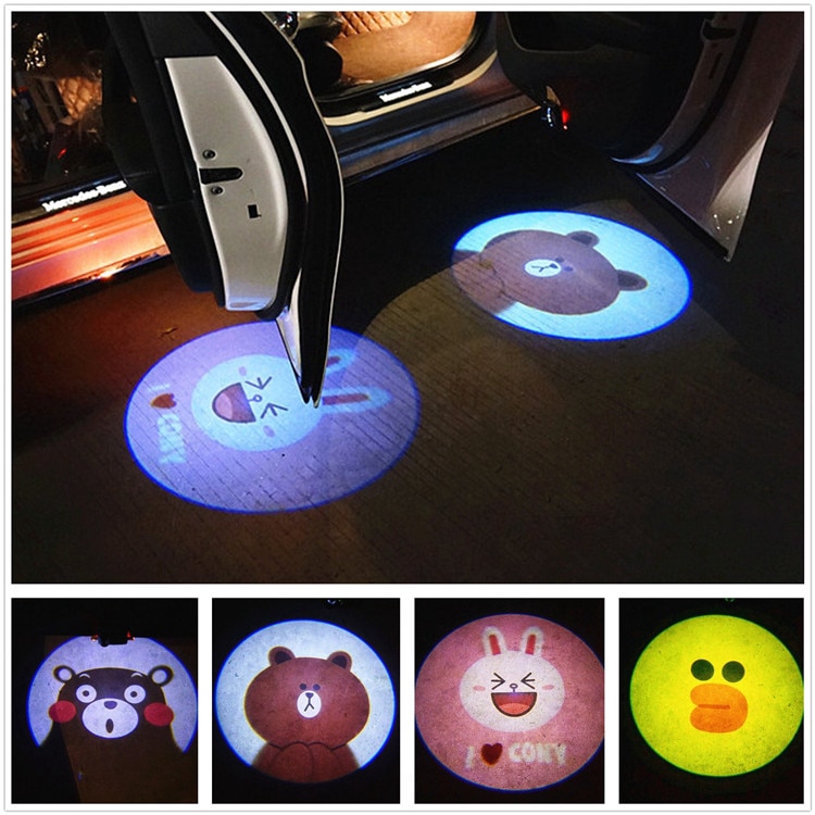 1PC Hello Kitty Cartoon Car Shadow Door Light LED Car Welcome Lamp ...