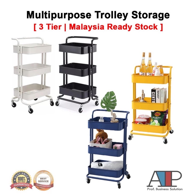 Multifunction Trolley Rack 3 Tier with Wheel Toys Storage Racks Trolley ...