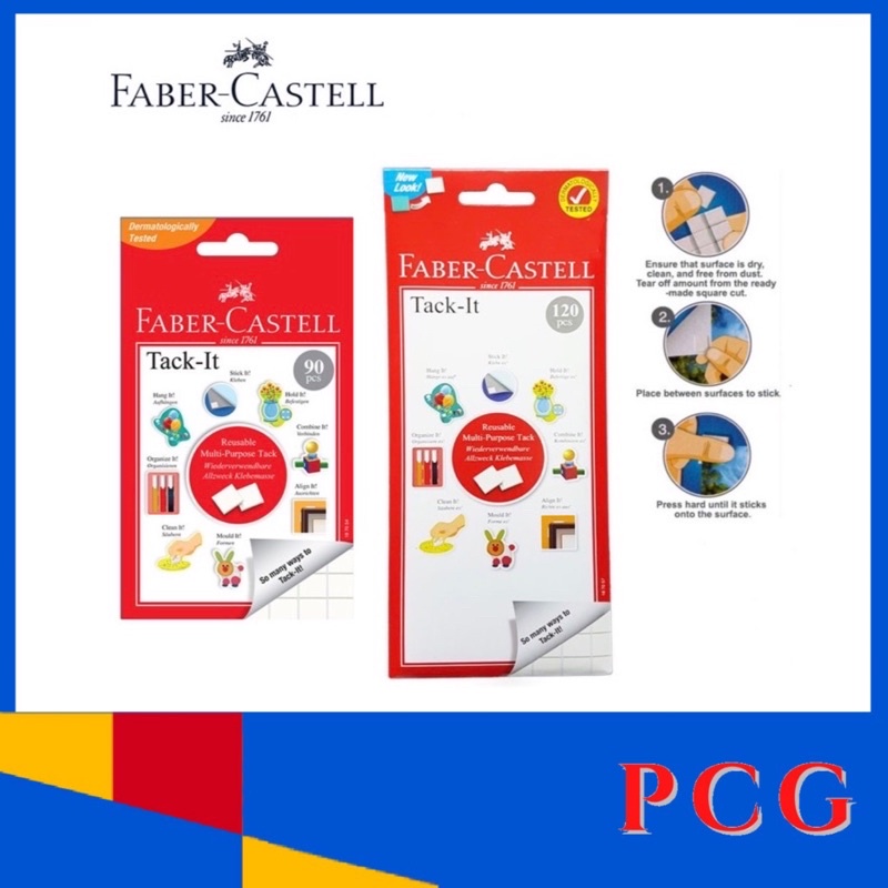 Faber Castell Tack It (White / Color) 42pcs / 90pcs / 120pcs / 50gsm ...