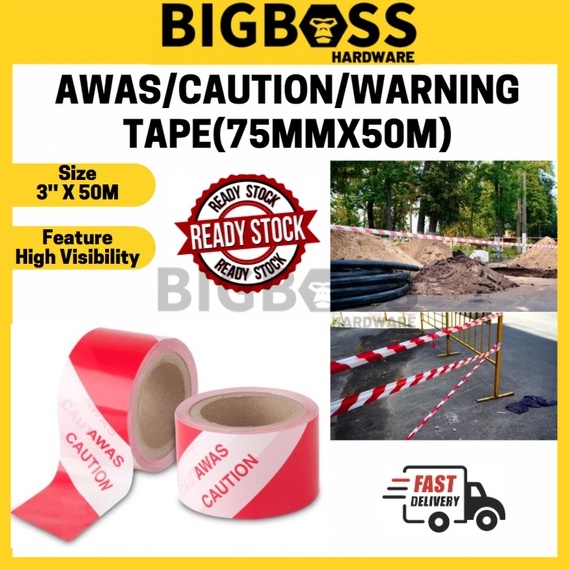 Awas Caution Tape Red White / Tape Awas | 75mm X 50m Ready Stock ...