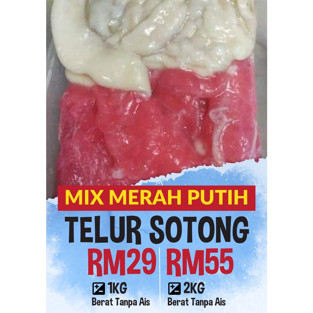 Telur Sotong Merah Putih - Squid Roe Mix (harga termasuk foambox ...