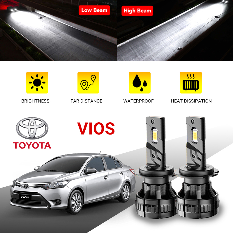 【TOYOTA】Vios 2PCS 4300K/6500K Headlight LED Replacement Car Lorry Van ...