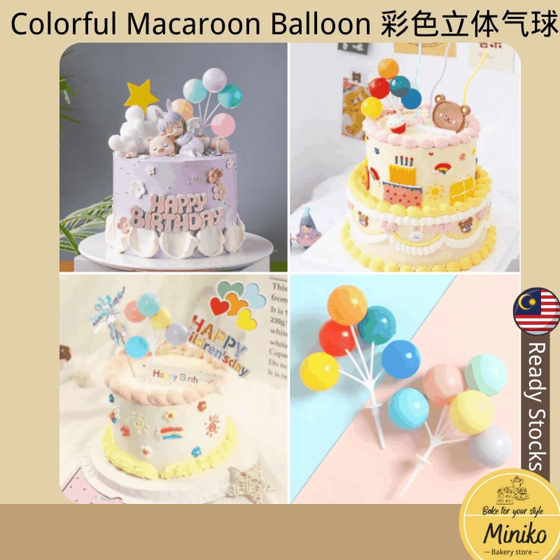 INS Colorful ball Colorful Plastic Macaron 3D Balloons Birthday Cake ...
