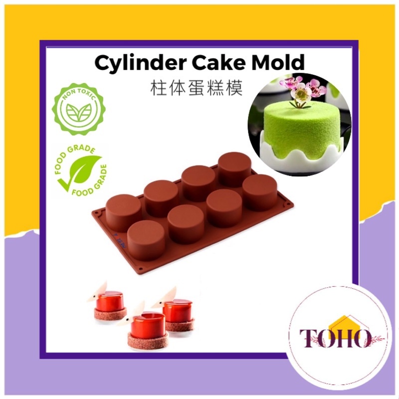 8-Cavity Round Cylinder Mould Cupcake Silicone Mold / acuan cake jelly ...