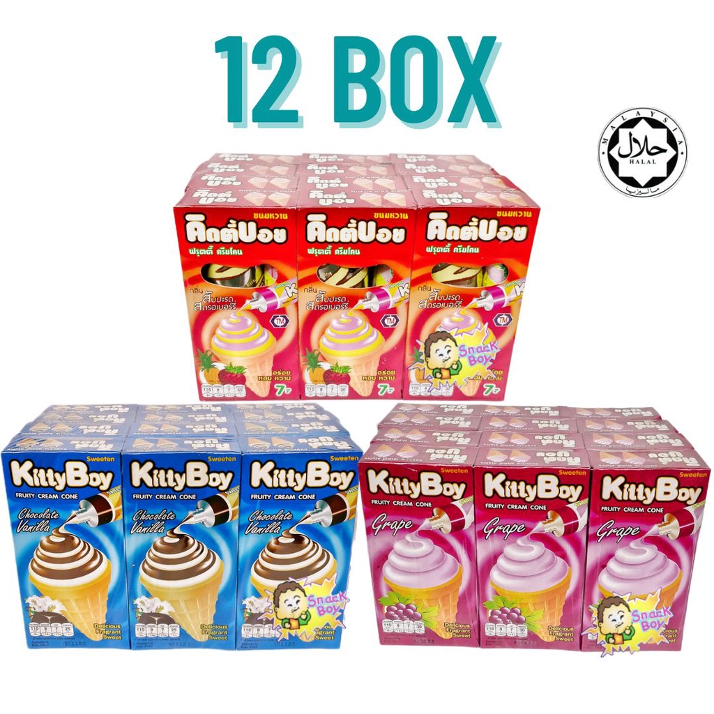 12box Kitty Boy Fruity Cream Cone (Chocolate Vanilla / Grape ...