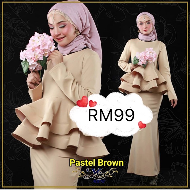 Baju raya 2018 Doll peplum kurung (brown) | Shopee Malaysia
